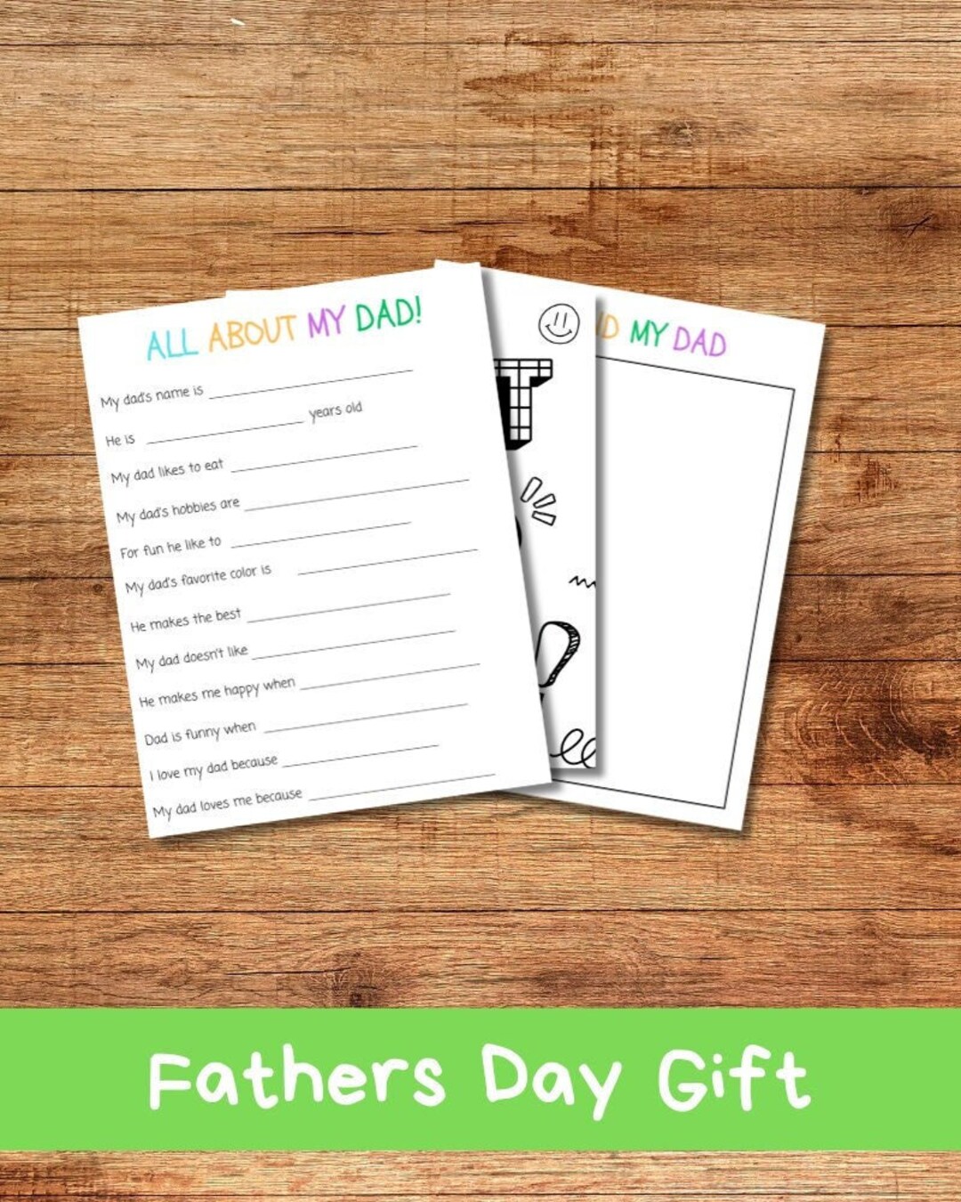 All About My Dad Printable | |kids Fathers Day | Dad Gift | Fill in the ...