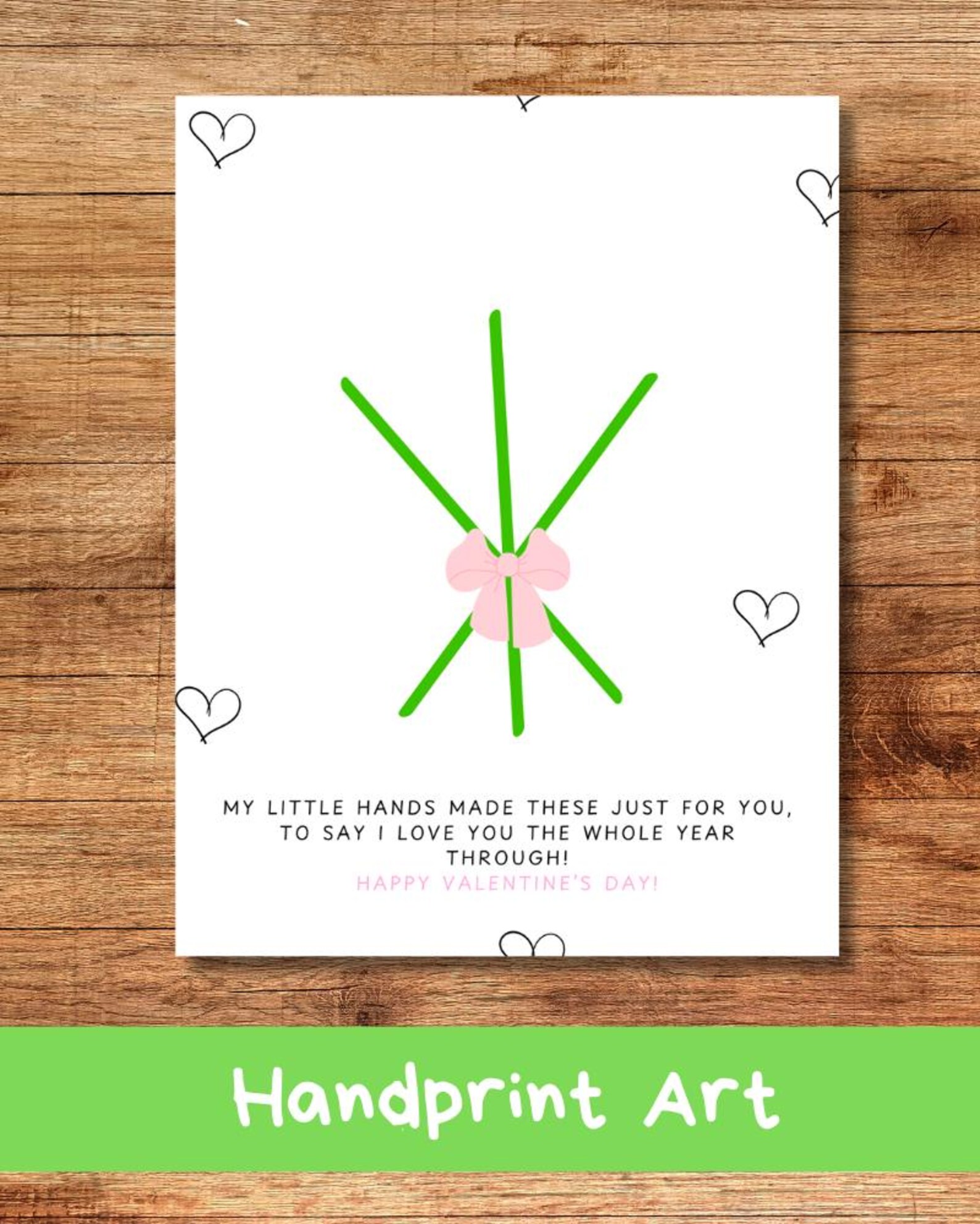 Valentine's Day Handprint Art, Handprint Craft, Printable Bouquet ...