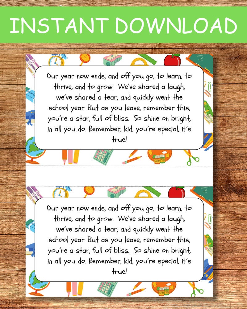 Teacher Goodbye Letter to Kids, Teacher End of School Letter Printable ...