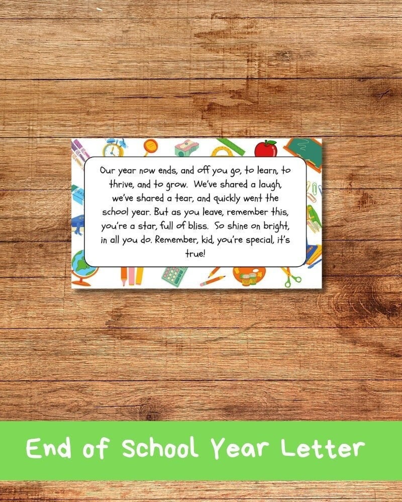 Teacher Goodbye Letter to Kids, Teacher End of School Letter Printable ...