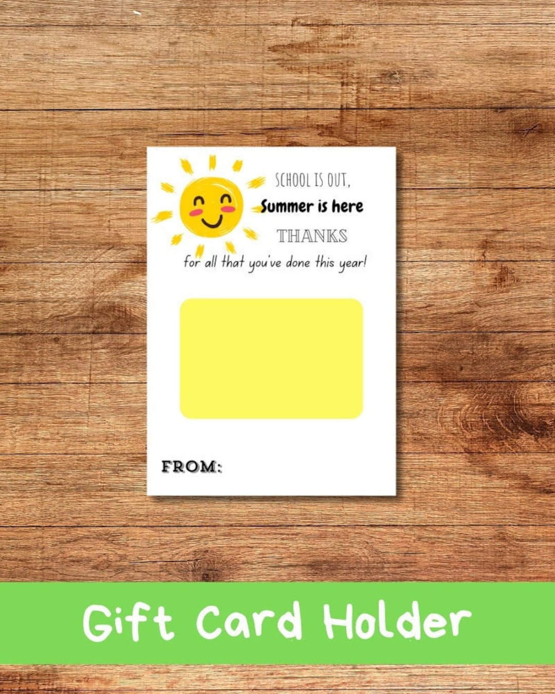 Printable Teachers Gift Card Holder, Printable End of School Year Favor ...