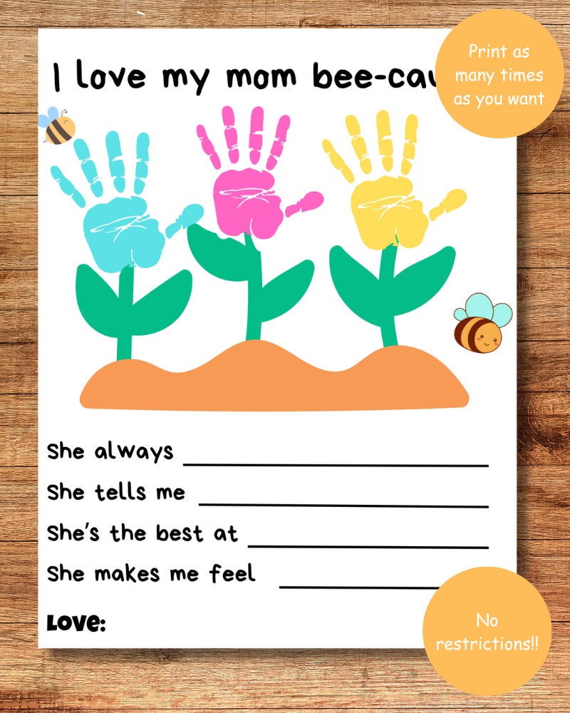 Mother's Day Garden Printable | Kids' Handprint Keepsake | Crafts for ...