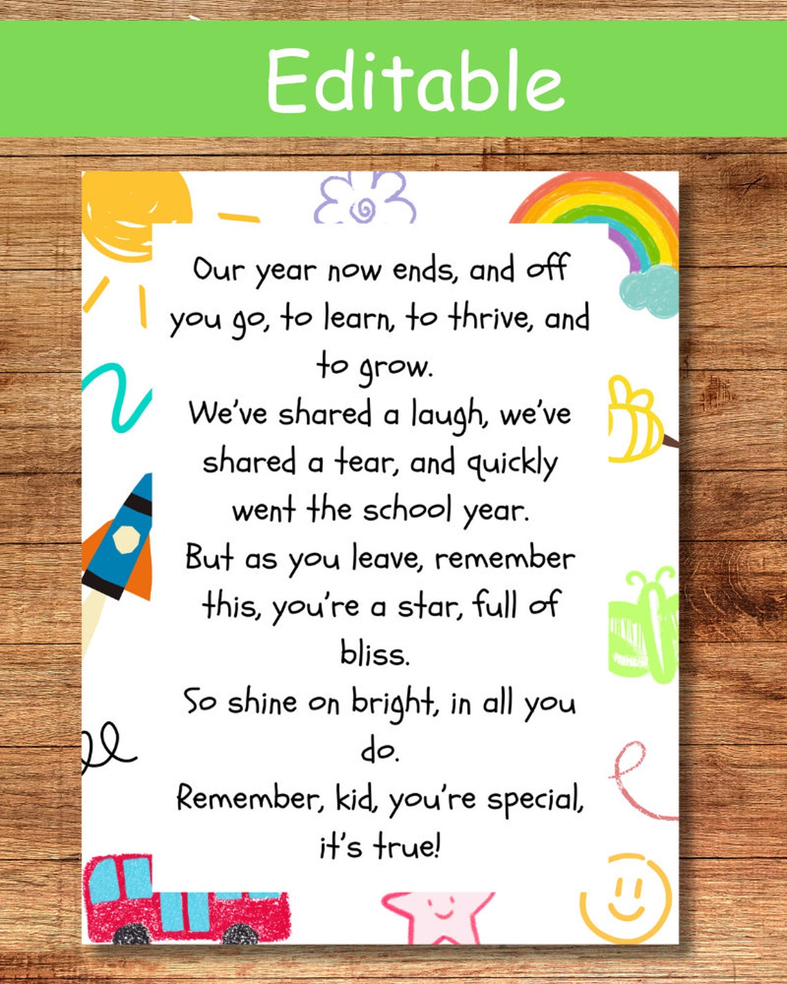 Teacher Goodbye Letter to Kids, Teacher End of School Letter Printable ...