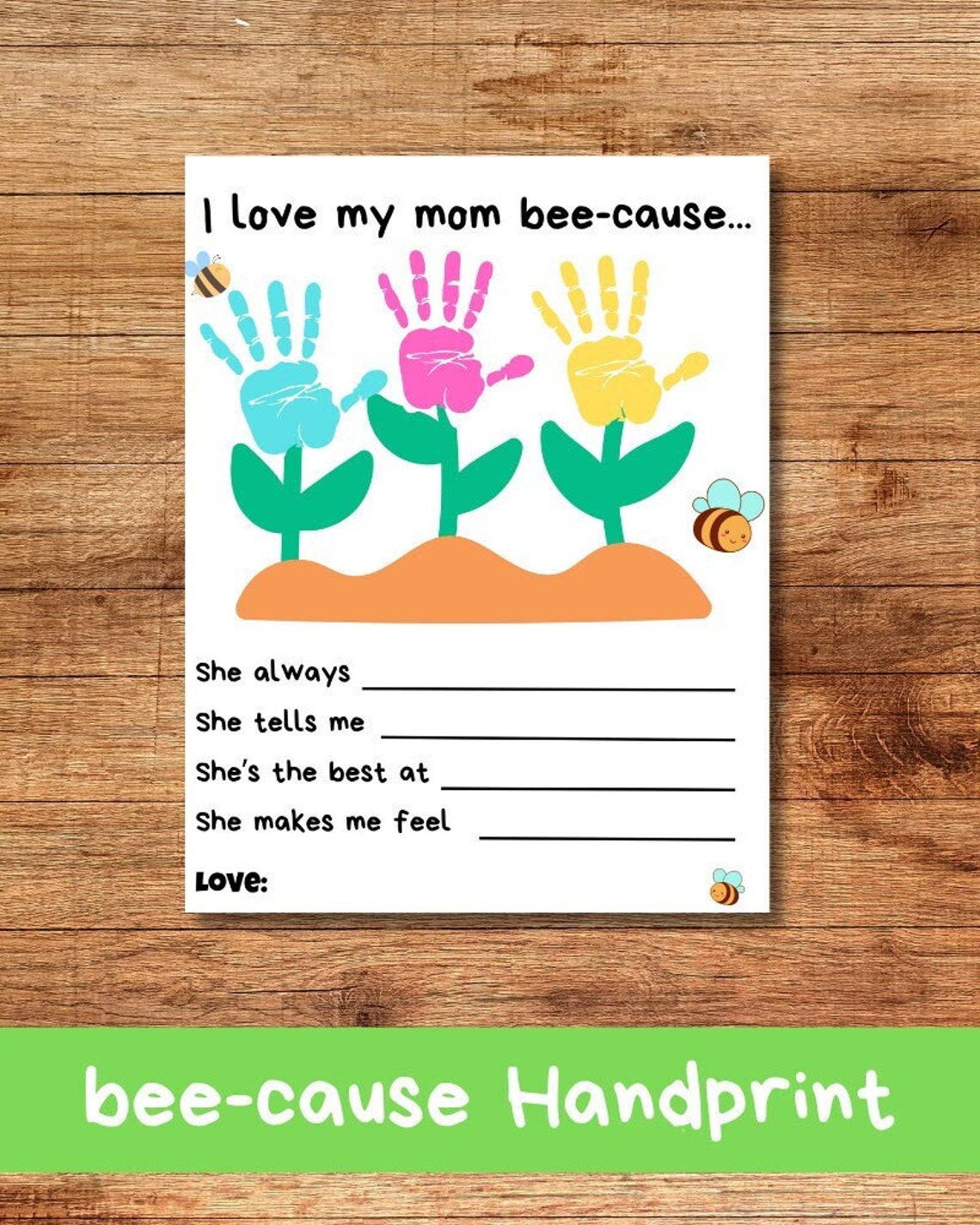 Mother's Day Garden Printable | Kids' Handprint Keepsake | Crafts for ...