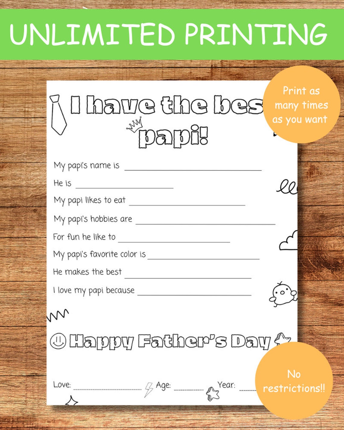 Father's Day Gift Coloring Printable Keepsake All About Dad Interview ...