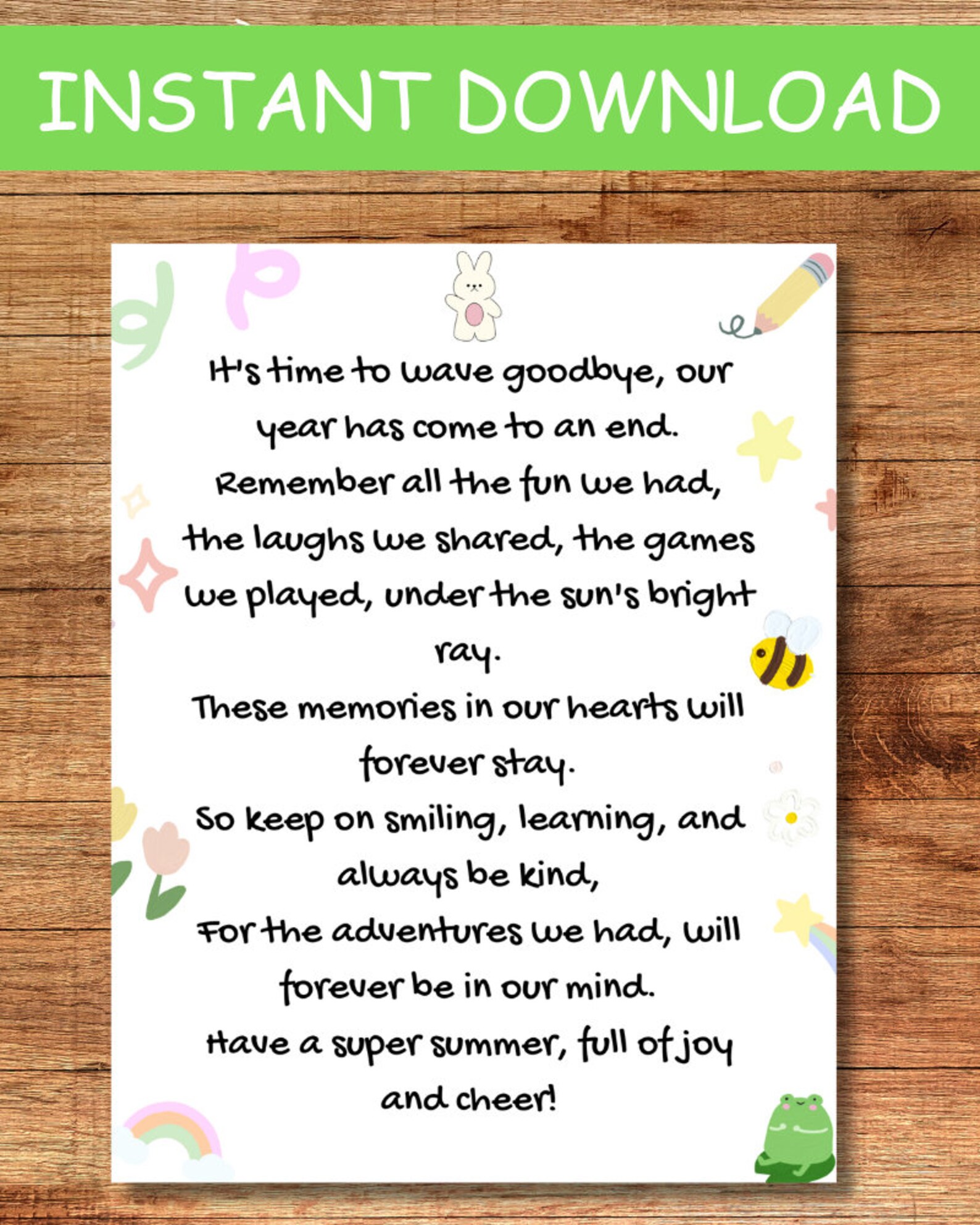 End of School Year Letter for Students, Last Day of School Student Gift ...