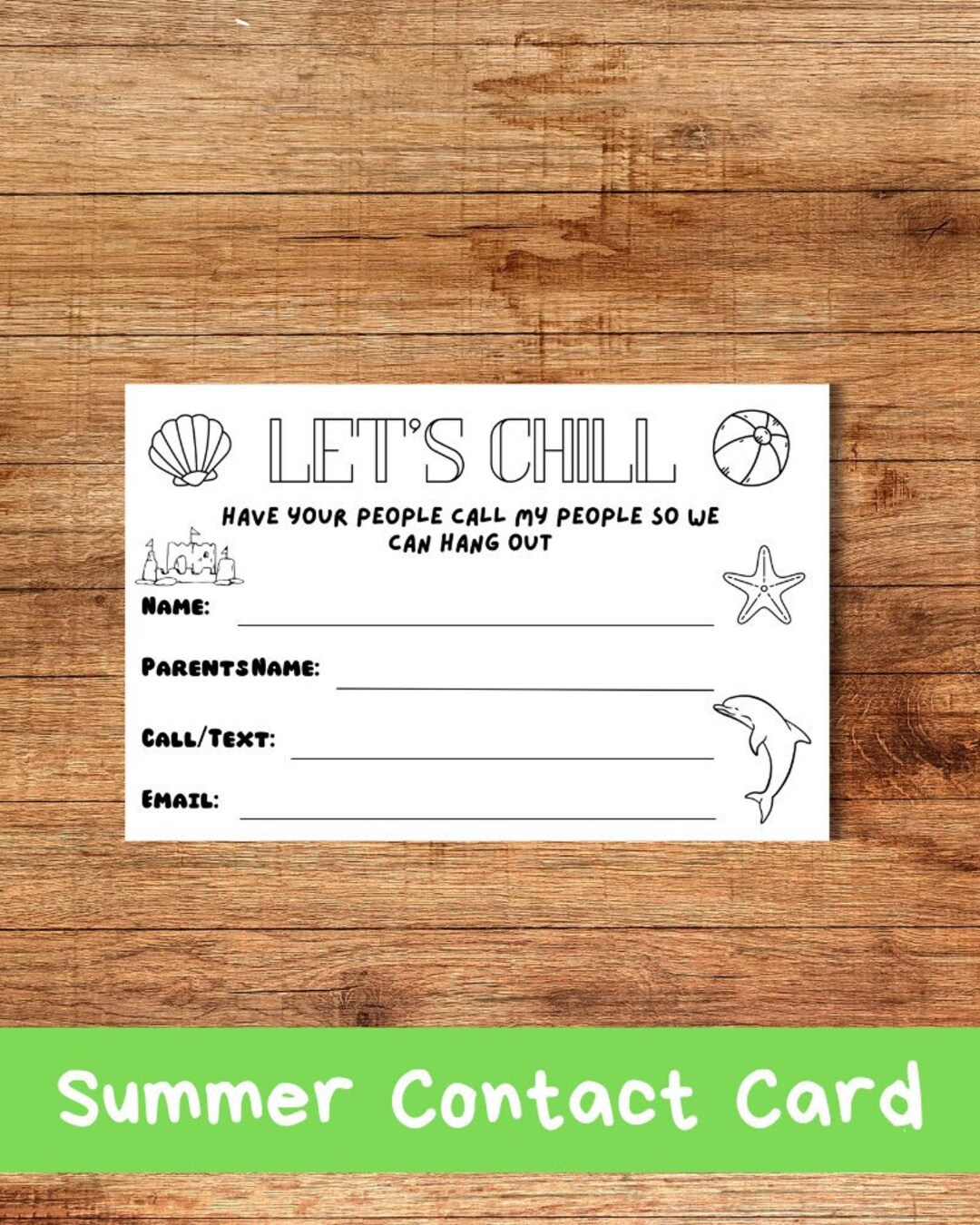 Playdate Contact Calling Card for Kids | Summer, End-of-year Playdate ...