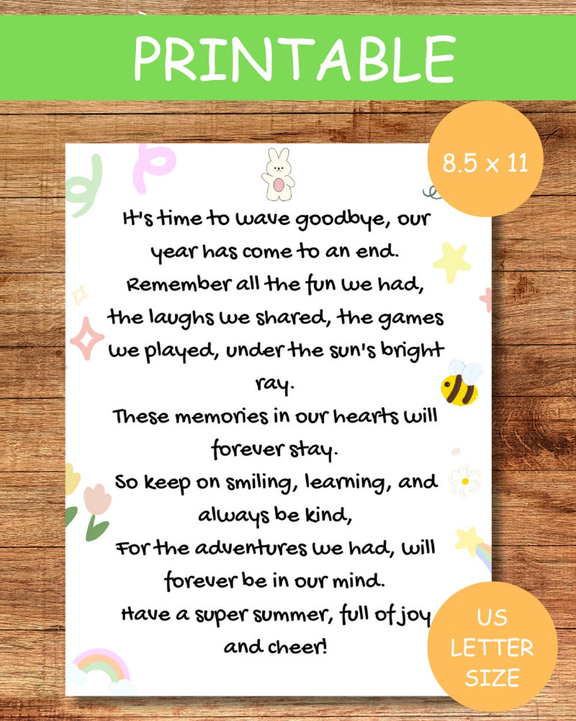 End of School Year Letter for Students, Last Day of School Student Gift ...