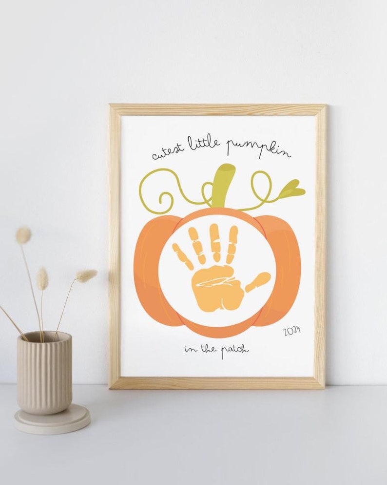 Halloween Pumpkin Handprint Footprint 2024 Toddler Baby Printable Craft ...