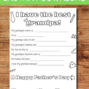 Father's Day Gift Coloring Printable Keepsake | All About Dad Interview ...