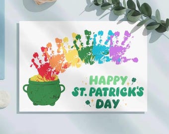 Printable St. Patrick's Day Handprint Art Craft for Kids, Keepsake Art ...