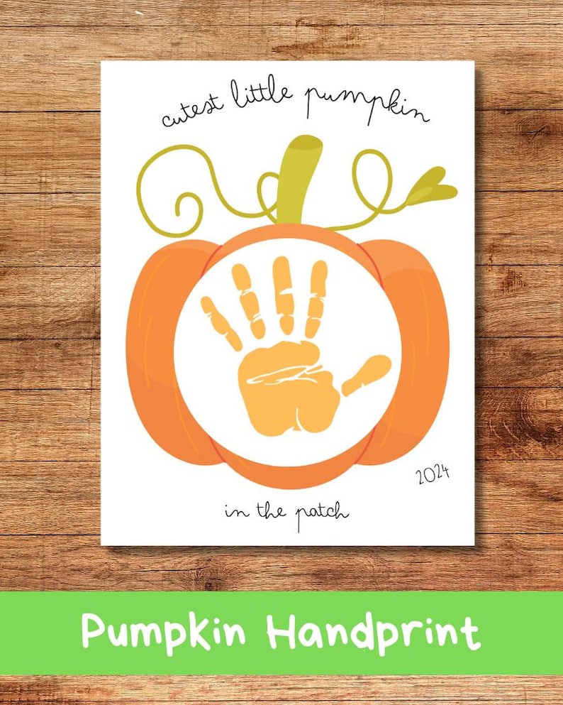 Halloween Pumpkin Handprint Footprint 2024 Toddler Baby Printable Craft ...