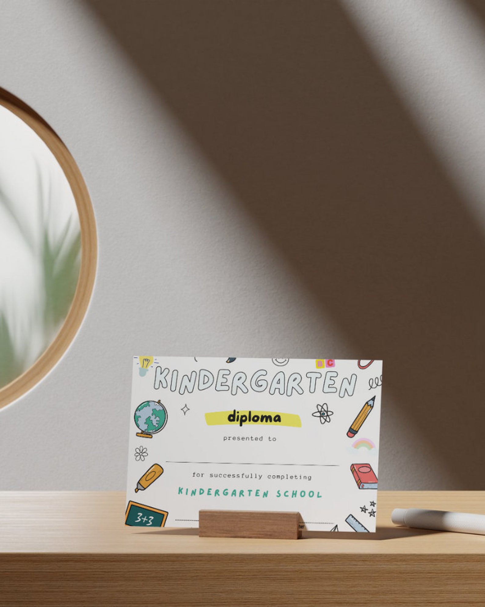 Kindergarten Graduation Diploma Printable INSTANT DOWNLOAD Elementary ...