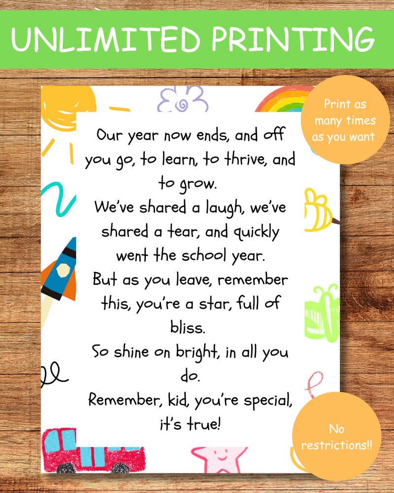 Teacher Goodbye Letter to Kids, Teacher End of School Letter Printable ...