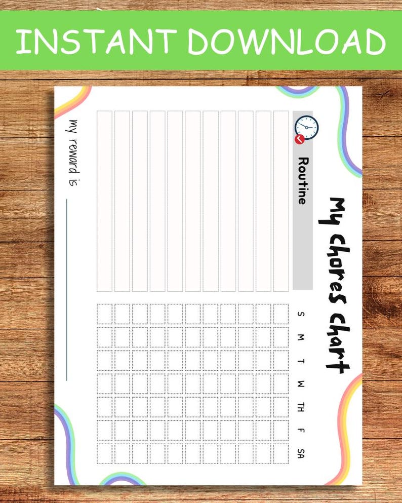 Editable Chore Chart for Kids | Printable | Kids Daily Weekly ...