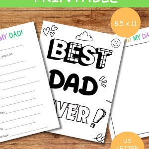 All About My Dad Printable | |kids Fathers Day | Dad Gift | Fill in the ...
