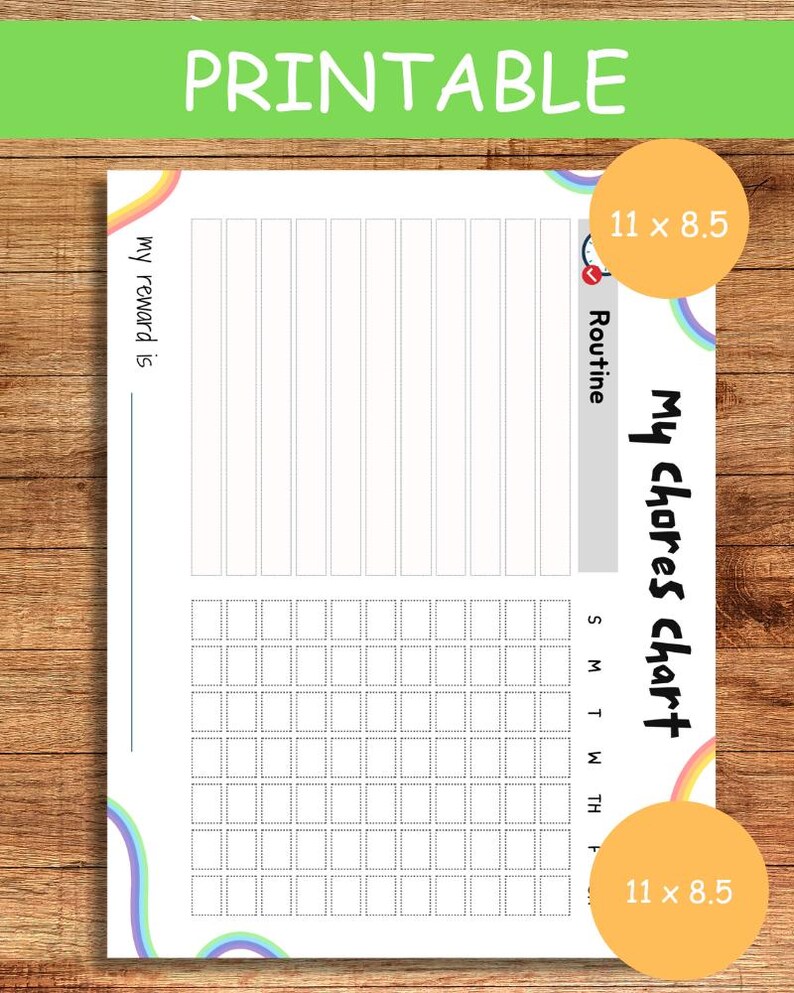Editable Chore Chart for Kids | Printable | Kids Daily Weekly ...