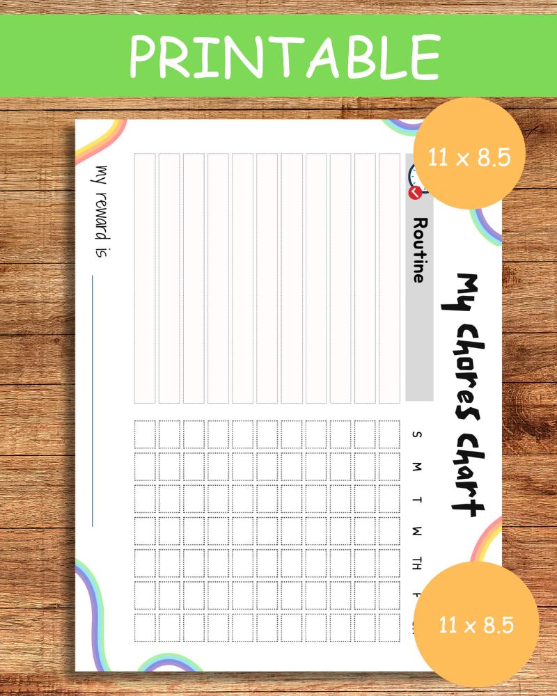 Editable Chore Chart for Kids Printable Kids Daily Weekly ...