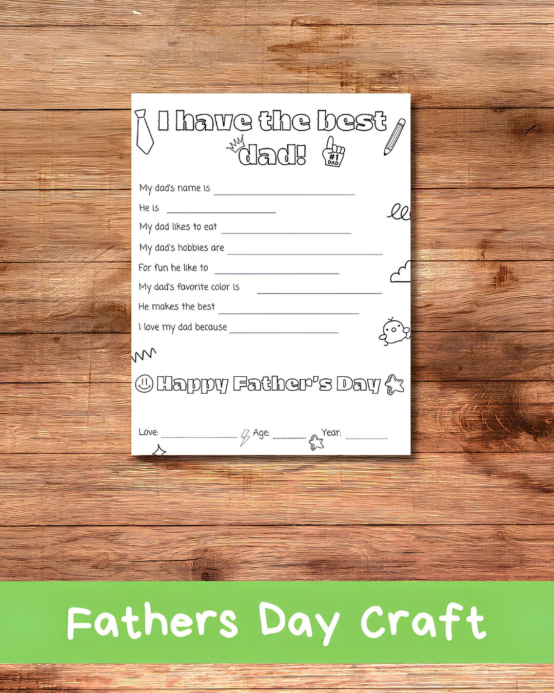 Father's Day Gift Coloring Printable Keepsake | All About Dad Interview ...