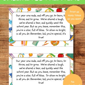 Teacher Goodbye Letter to Kids, Teacher End of School Letter Printable ...