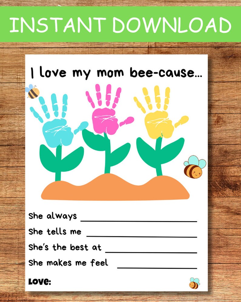 Mother's Day Garden Printable | Kids' Handprint Keepsake | Crafts for ...
