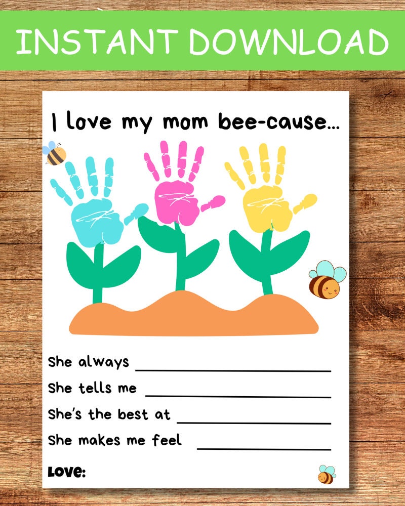Mother's Day Garden Printable | Kids' Handprint Keepsake | Crafts for ...