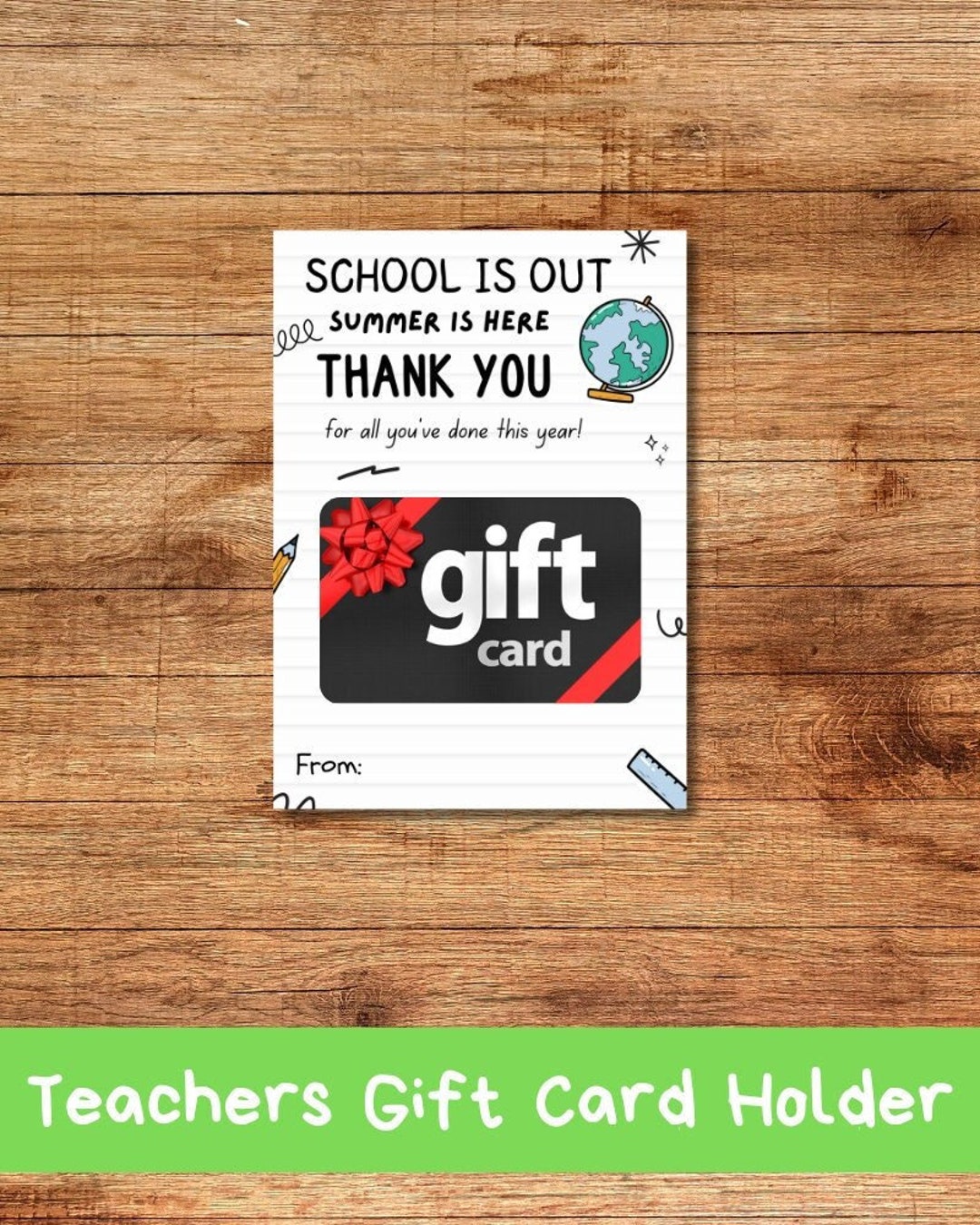 Printable Teachers Gift Card Holder, Printable End of School Year Favor ...