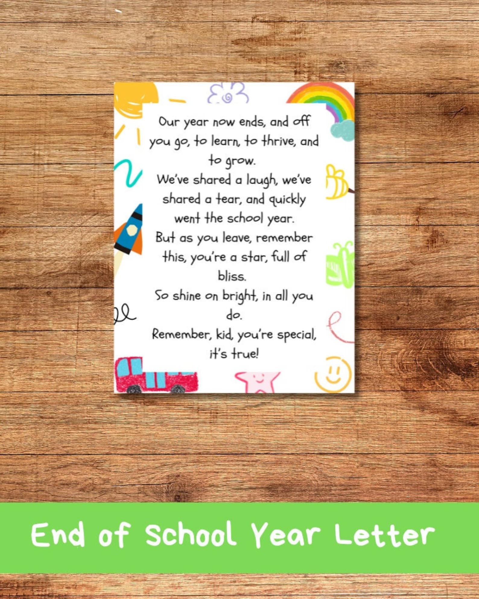 Teacher Goodbye Letter to Kids, Teacher End of School Letter Printable ...
