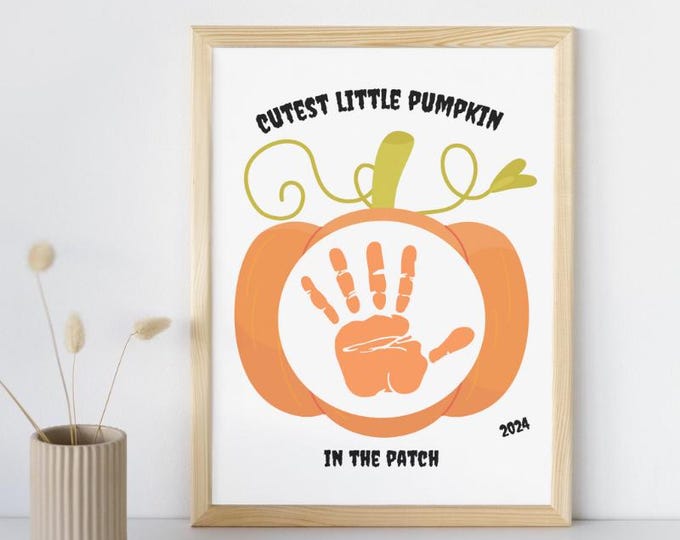 2024 Halloween Pumpkin Handprint Footprint Toddler Baby Printable Art ...