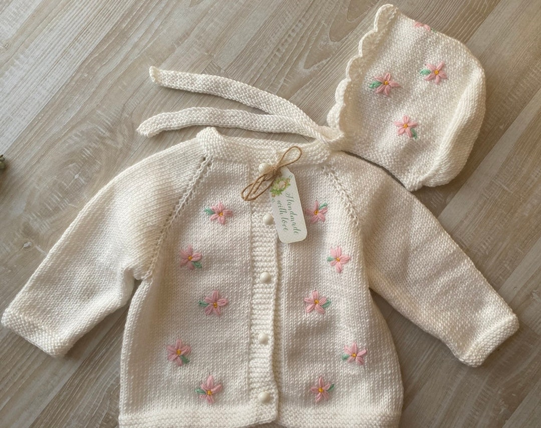 Organic Baby Cardigan Knitted Cotton Baby Cardigan Baby Girl Cardigan ...