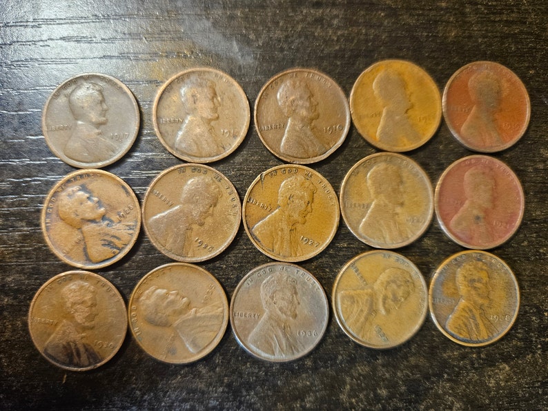 Wheat Pennies - 15 Pre 1940 Variety - 5 1930's / 5 1920's / 5 Teen ...