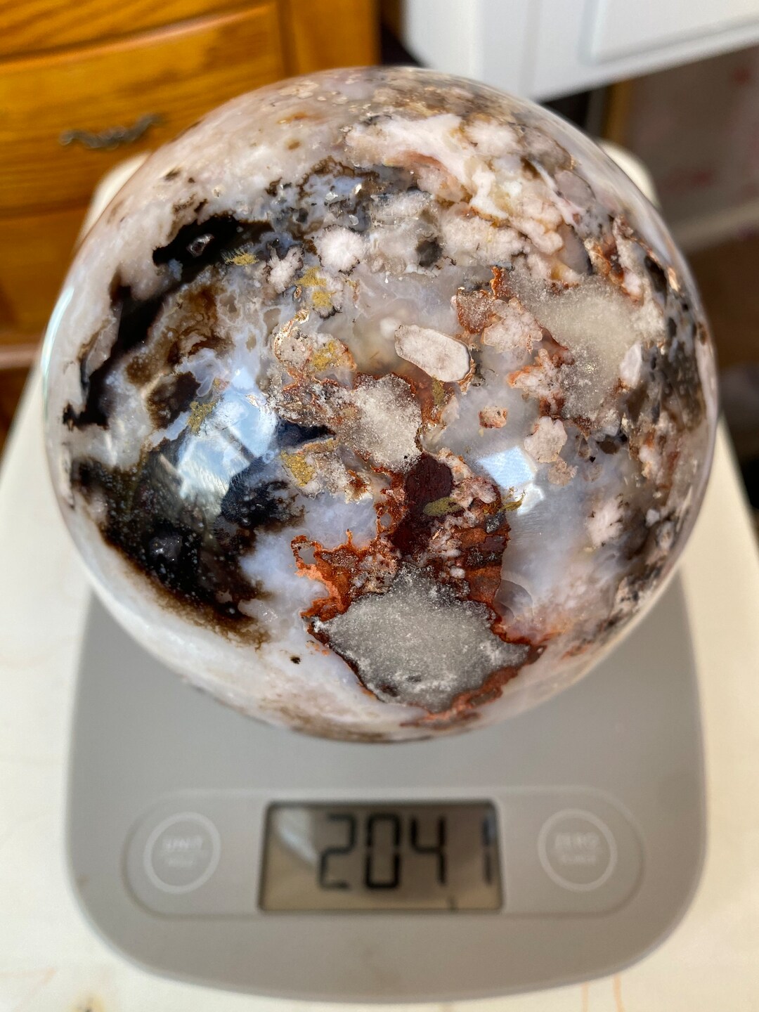 Black Flower Agate Sphere Massive 113MM - Etsy