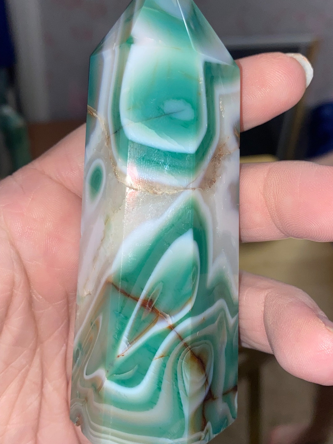 Green Lace Agate Tower Stunning - Etsy