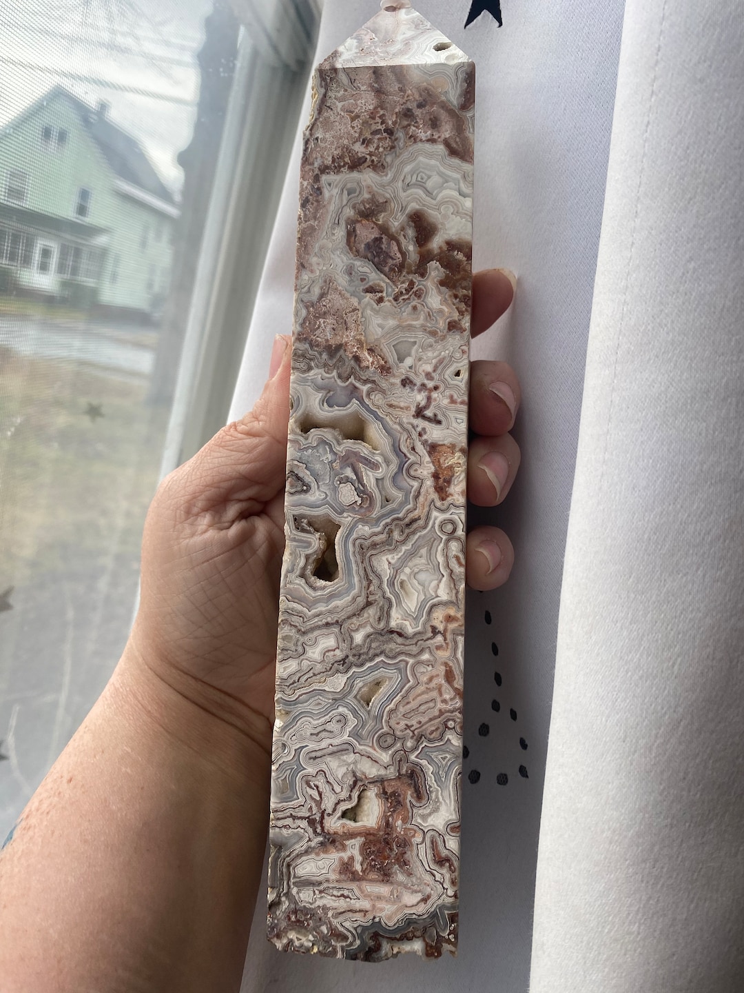 Stunning XL Mexican Crazy Lace Agate Tower - Etsy