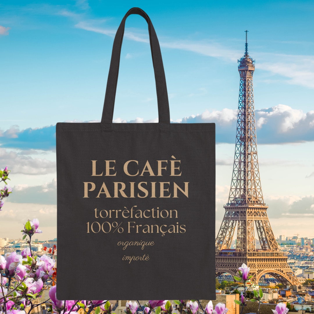 French Coffee Tote Bag, Eco Friendly Cotton Canvas Tote Bag, French ...