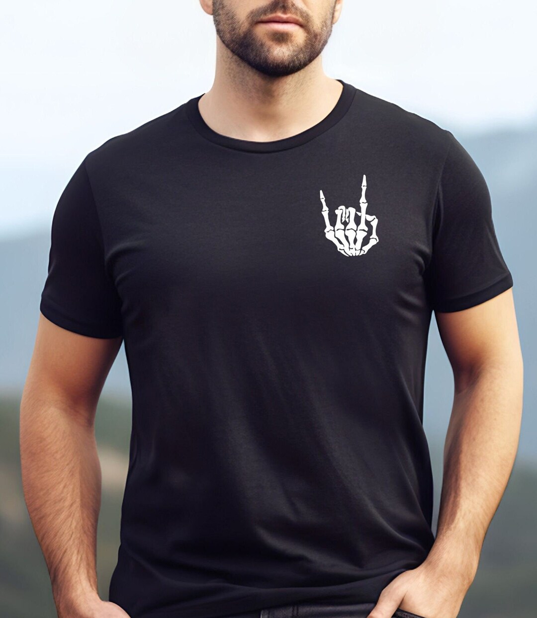 Skeleton Hand Shirt Skeleton Rock Shirt Halloween Skeleton - Etsy