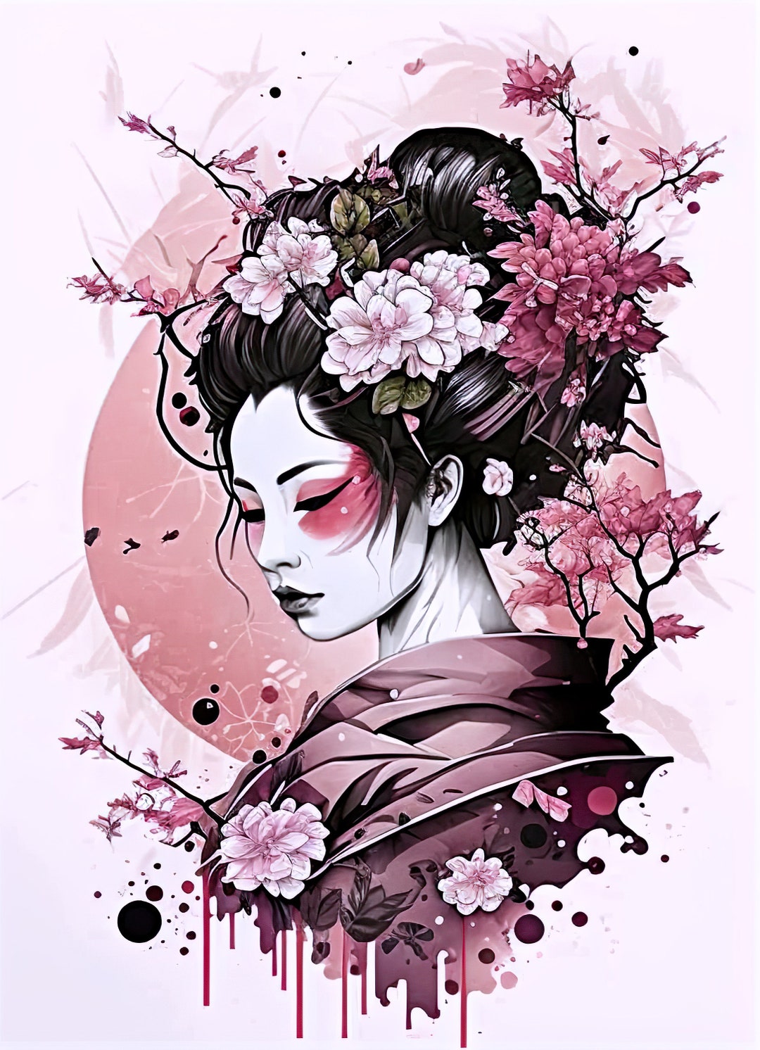 Japanese Geisha Sakura Blossoms - Digital Download - Etsy