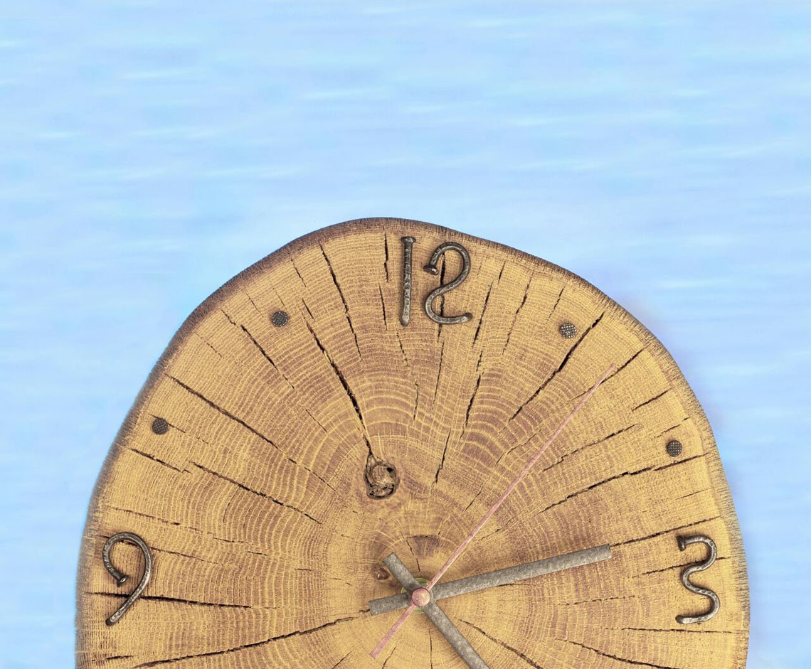 Natural Oak Wall Clock, Live Edge Clock, Very Cool Clocks,clock Face ...