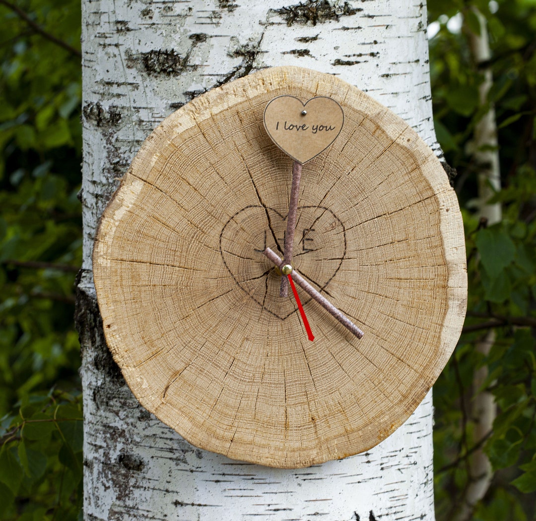 Heart Wall Clock I Love You Clock Personalized Kind Forest Hut Wildlife ...