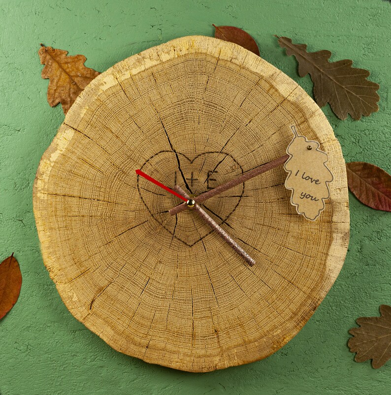 Heart Wall Clock I Love You Clock Personalized Kind Forest Hut Wildlife ...