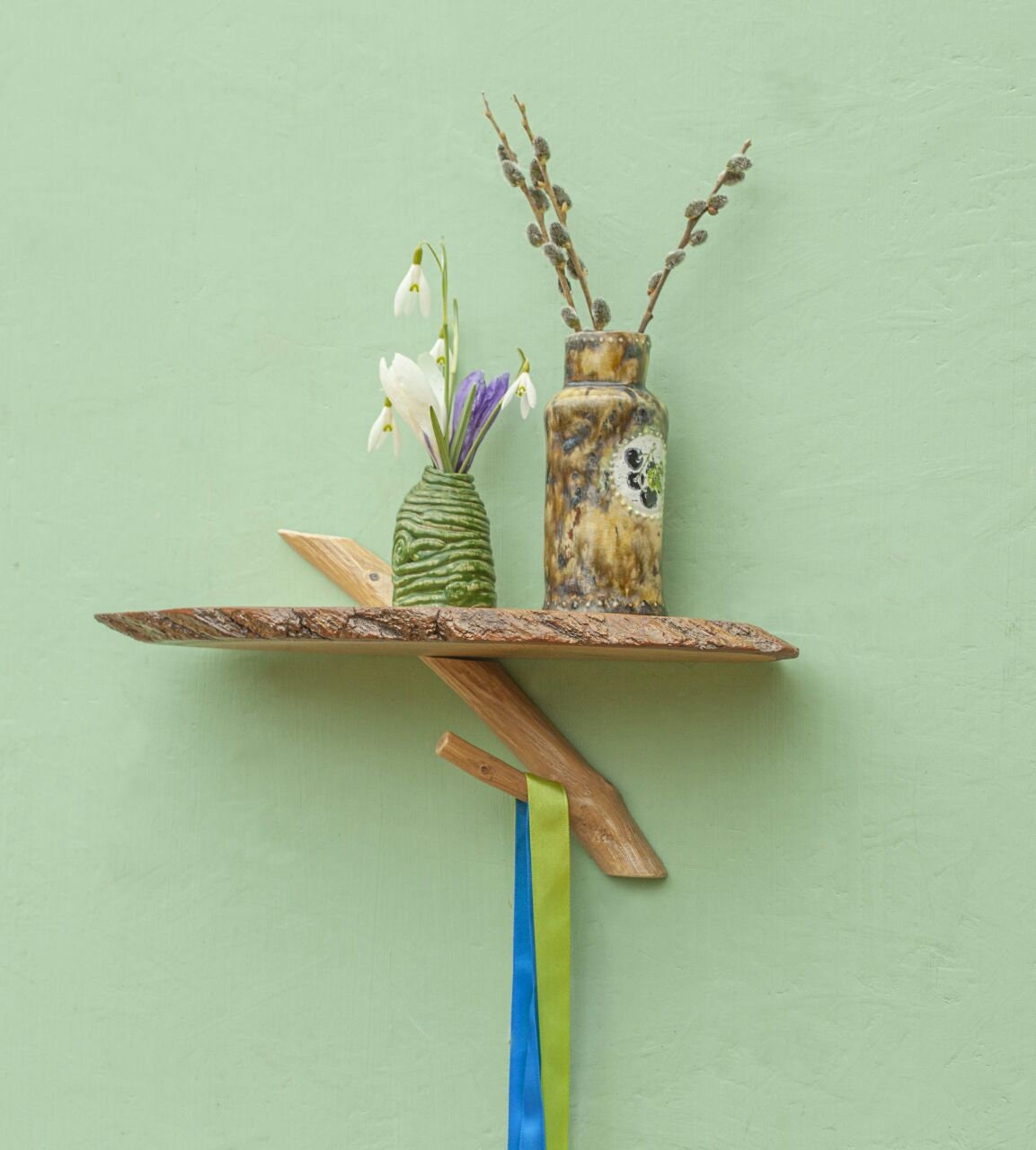Sculptural Shelf, Hardwood Floating Shelf Oak Slice Oval Branch, Oak ...