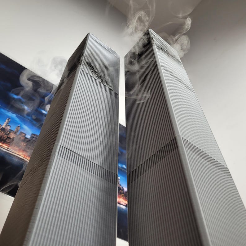 Twin Towers Memorial Model – Realistic LED Smoke & Light Effects, USB ...