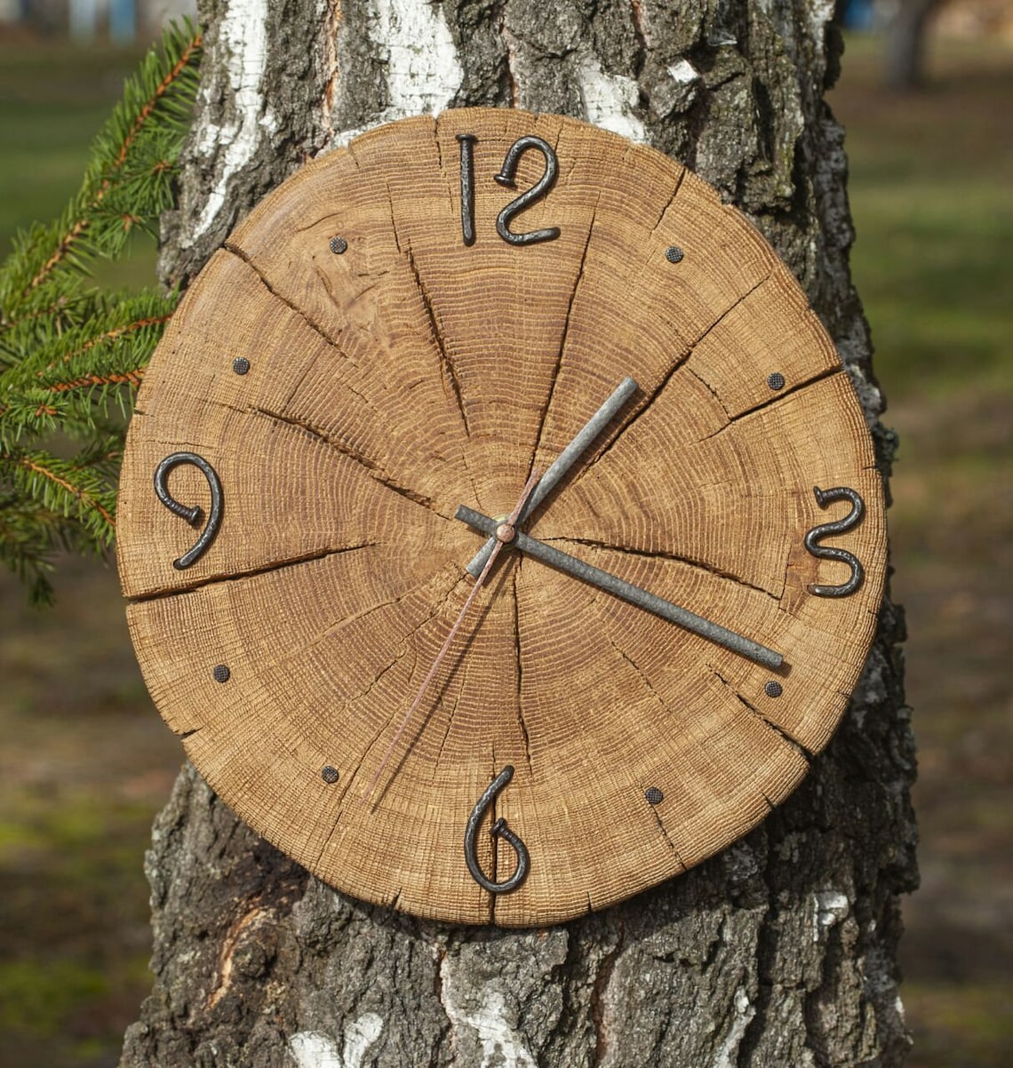 Natural Oak Wall Clock, Live Edge Clock, Very Cool Clocks,clock Face ...