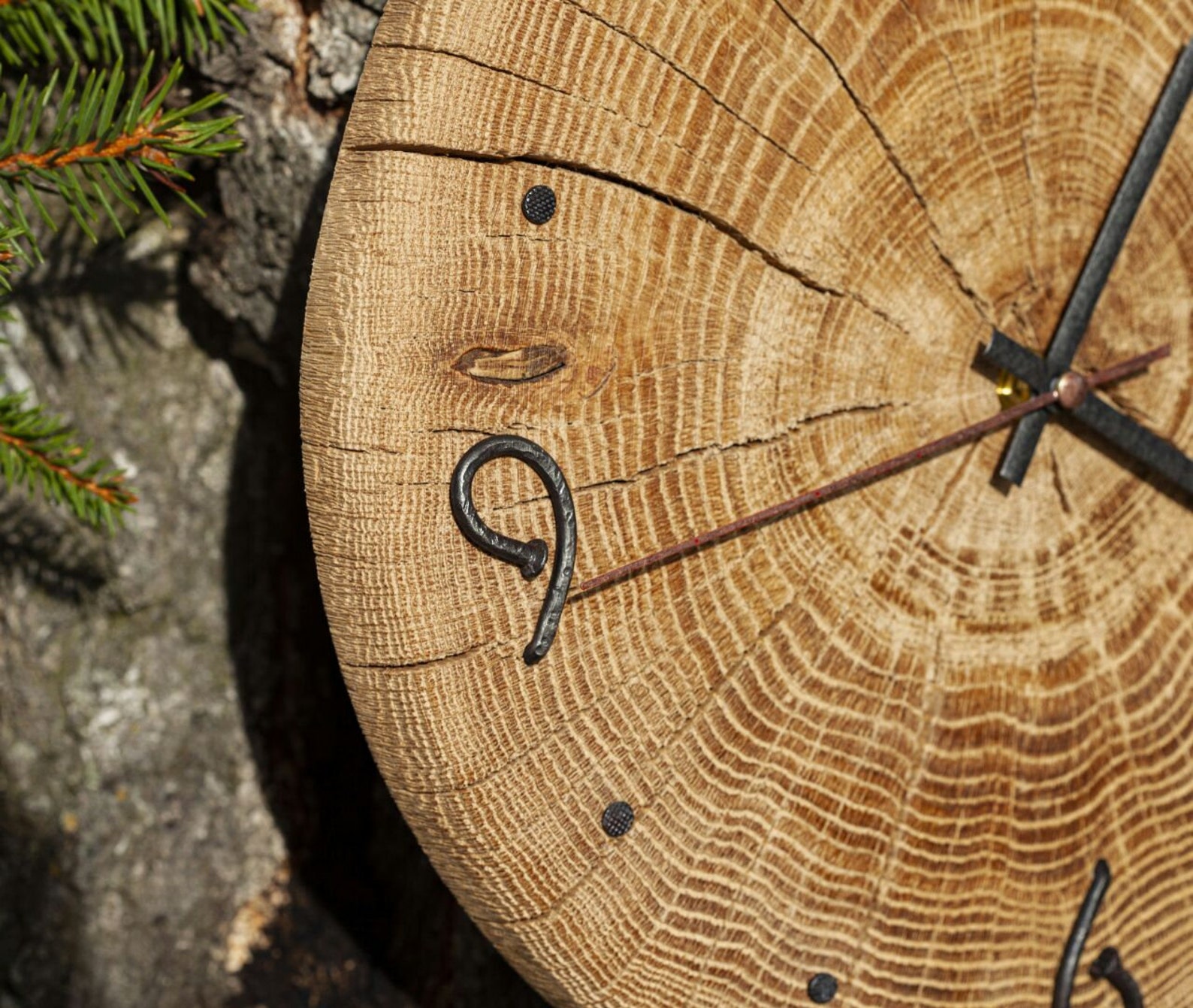 Natural Oak Wall Clock, Live Edge Clock, Very Cool Clocks,clock Face ...