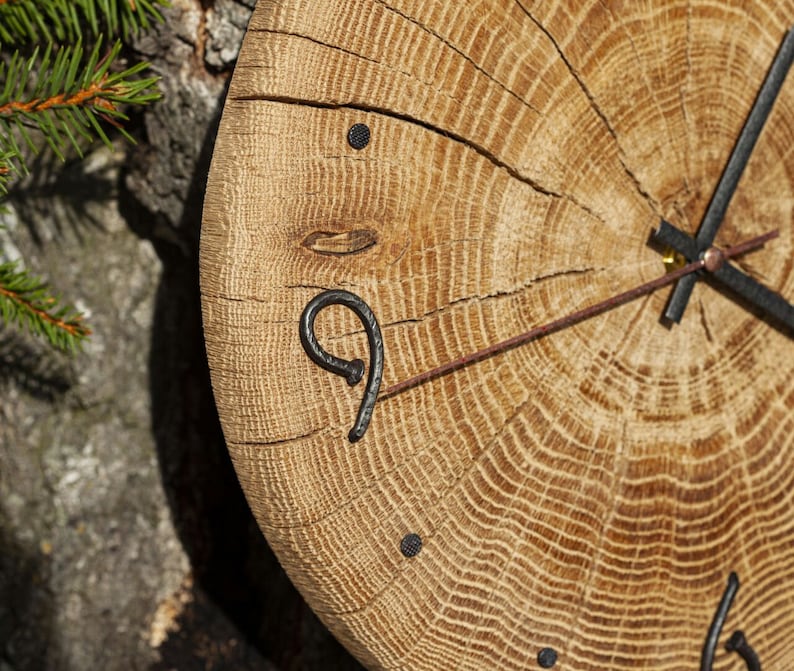 Natural Oak Wall Clock, Live Edge Clock, Very Cool Clocks,clock Face ...