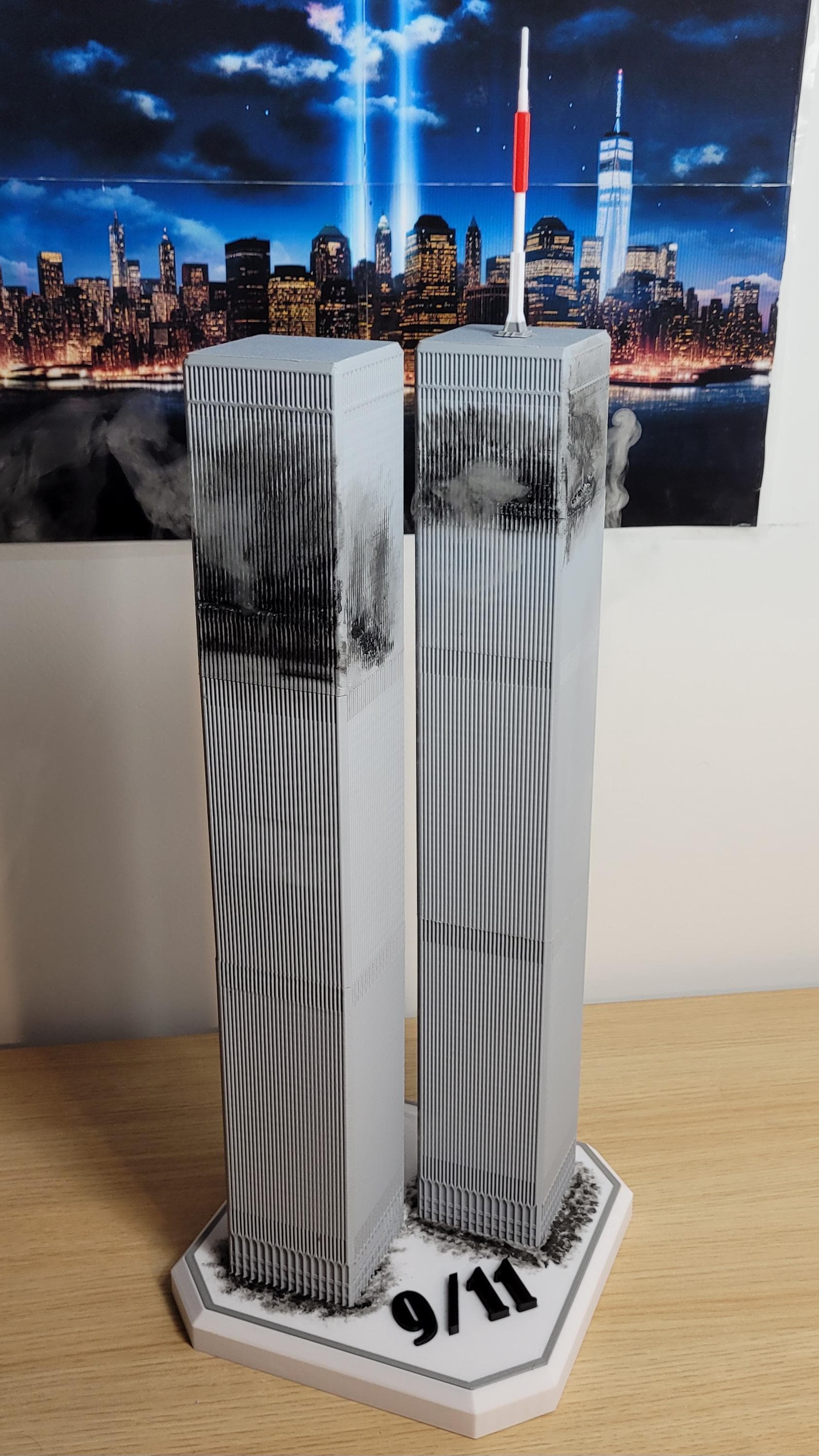 Twin Towers Memorial Model – Realistic LED Smoke & Light Effects, USB ...