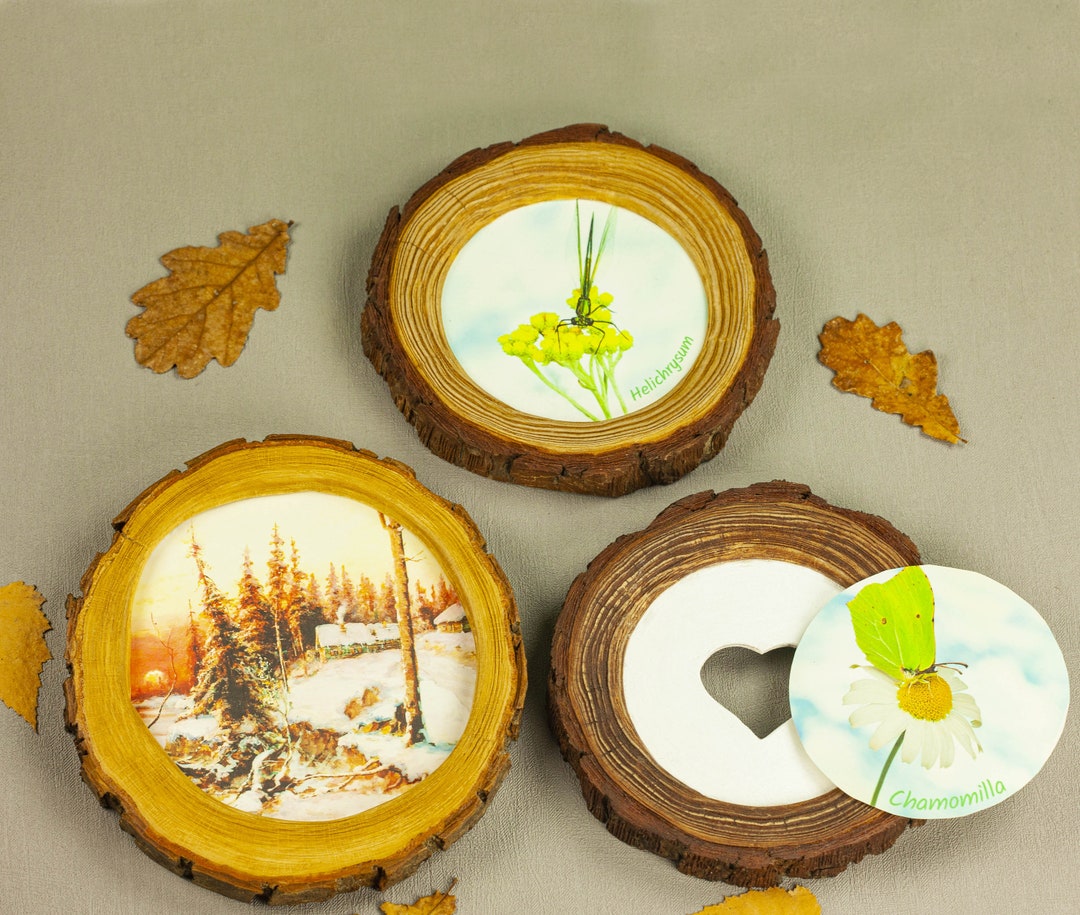 Spruce Wood Log Cross-section Photo Frame , Picture Frames, Magic Frame ...