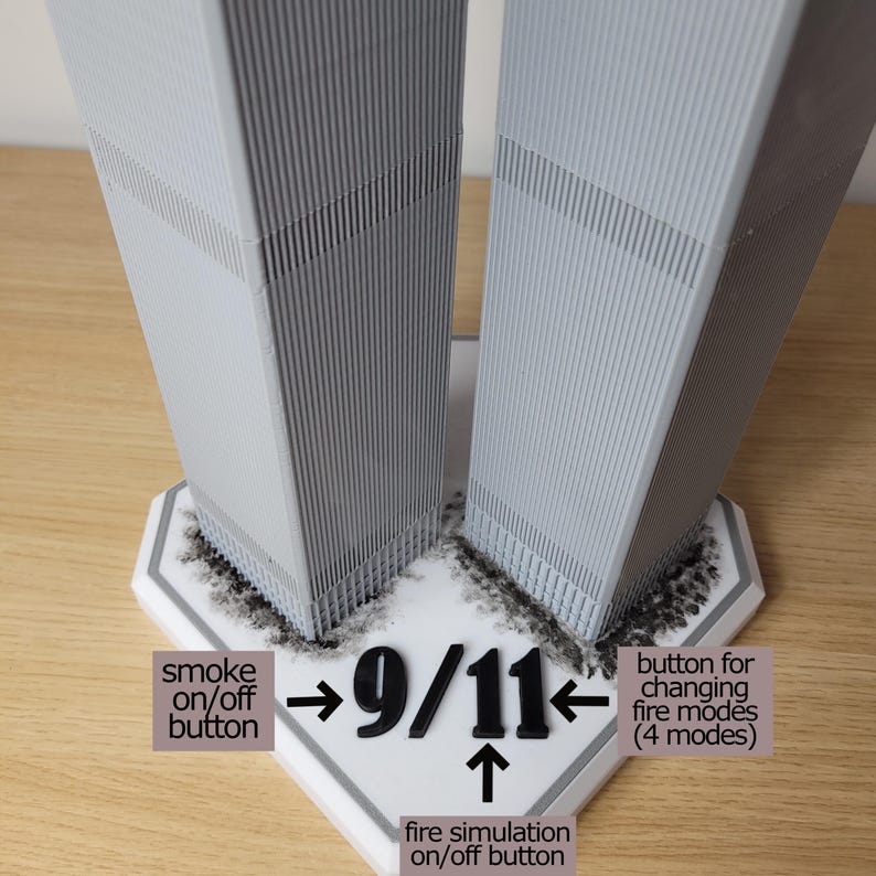 Twin Towers Memorial Model – Realistic LED Smoke & Light Effects, USB ...