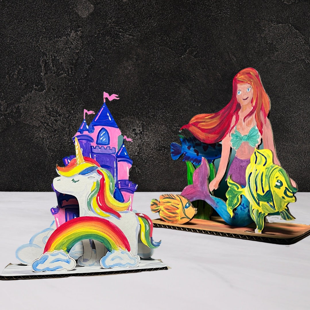 Unicorn & Mermaid Diorama Kit: Kids' Upcycled Art Project - Etsy