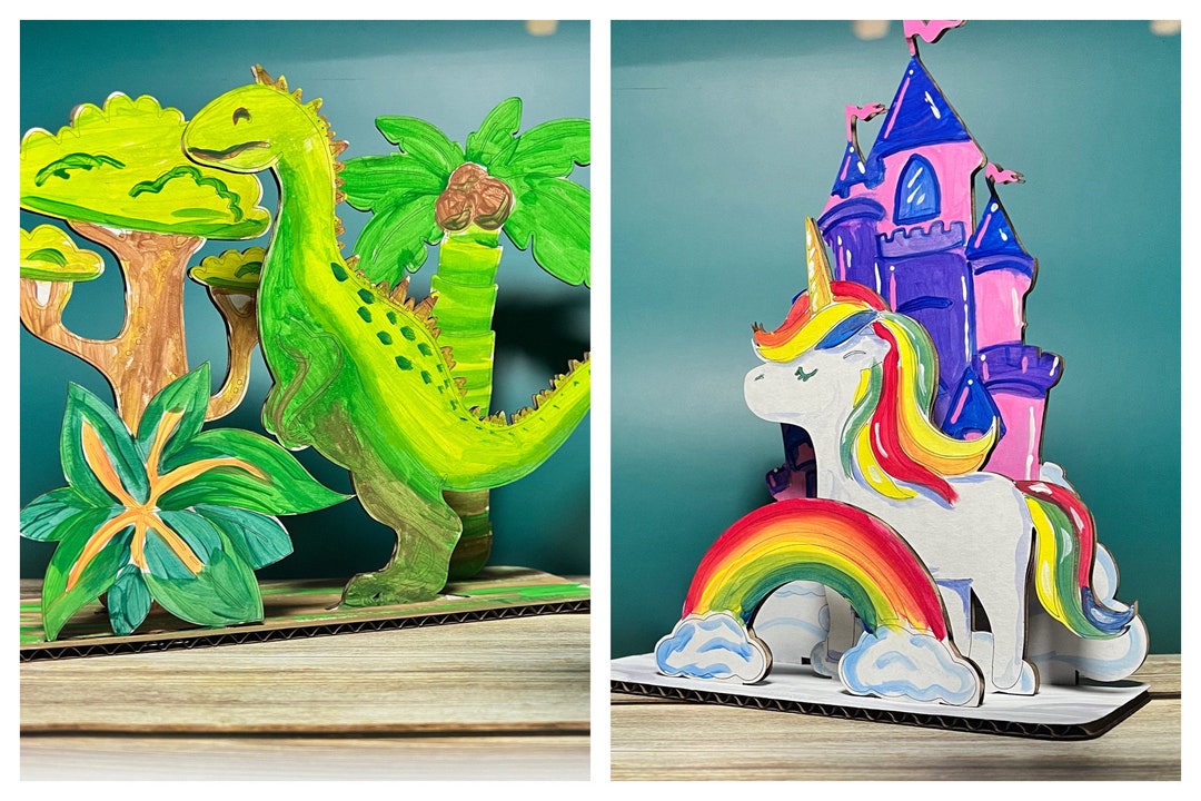 Dinosaur & Unicorn Diorama Art Kit: Upcycled DIY Project - Etsy